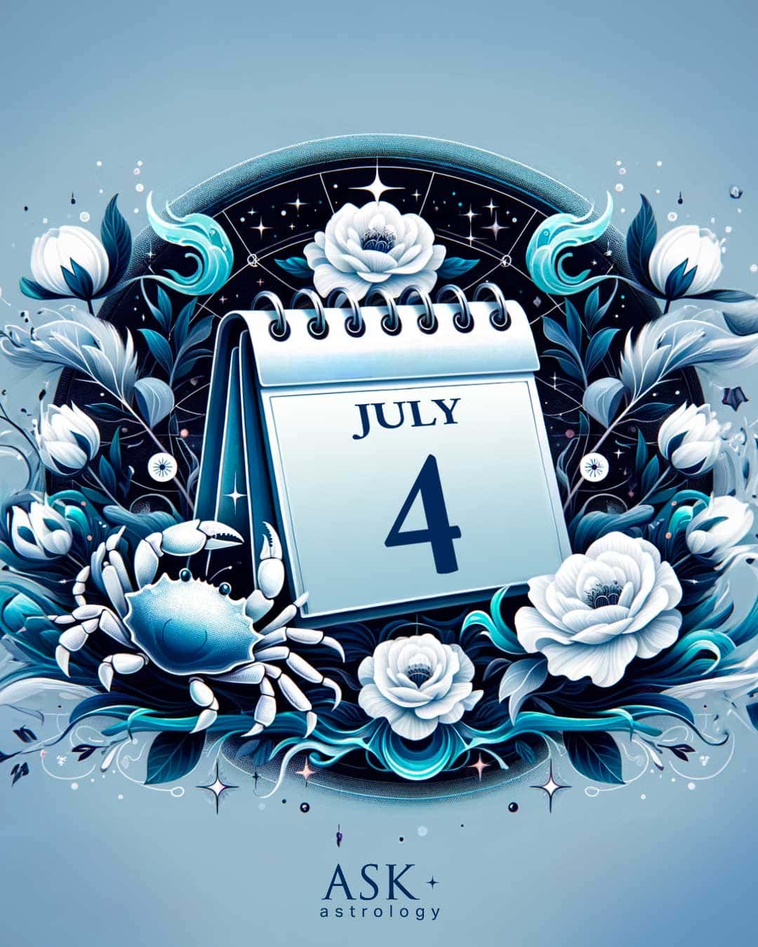 Zodiac Calendar July 4 - Happy Birthday Cancer sun Sign!