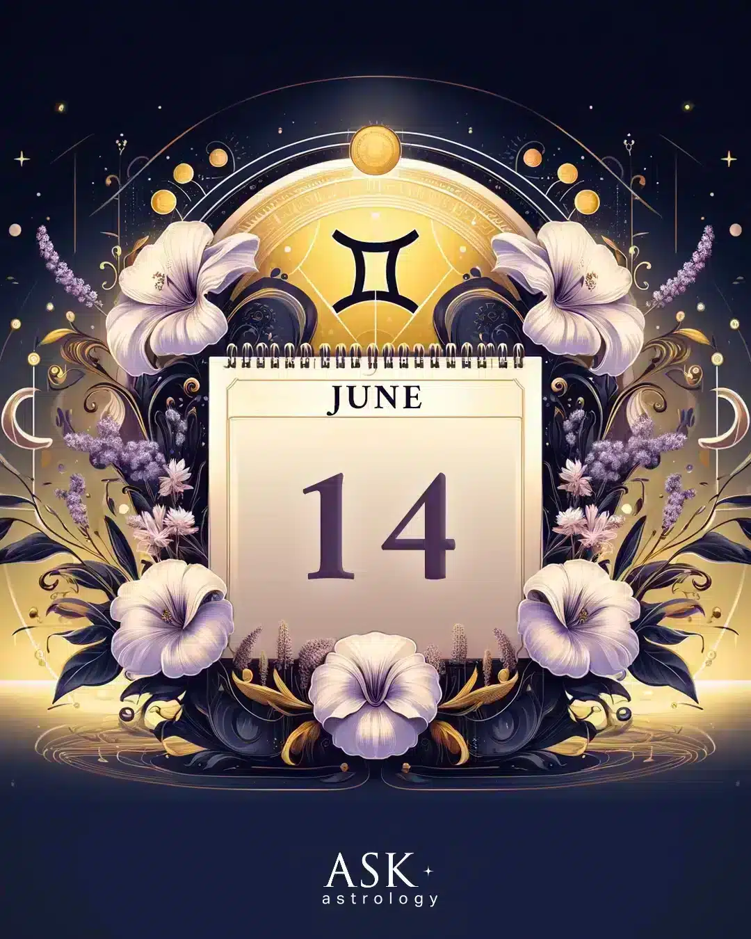 Zodiac Calendar June 14 - Happy Birthday Gemini Sun Sign!