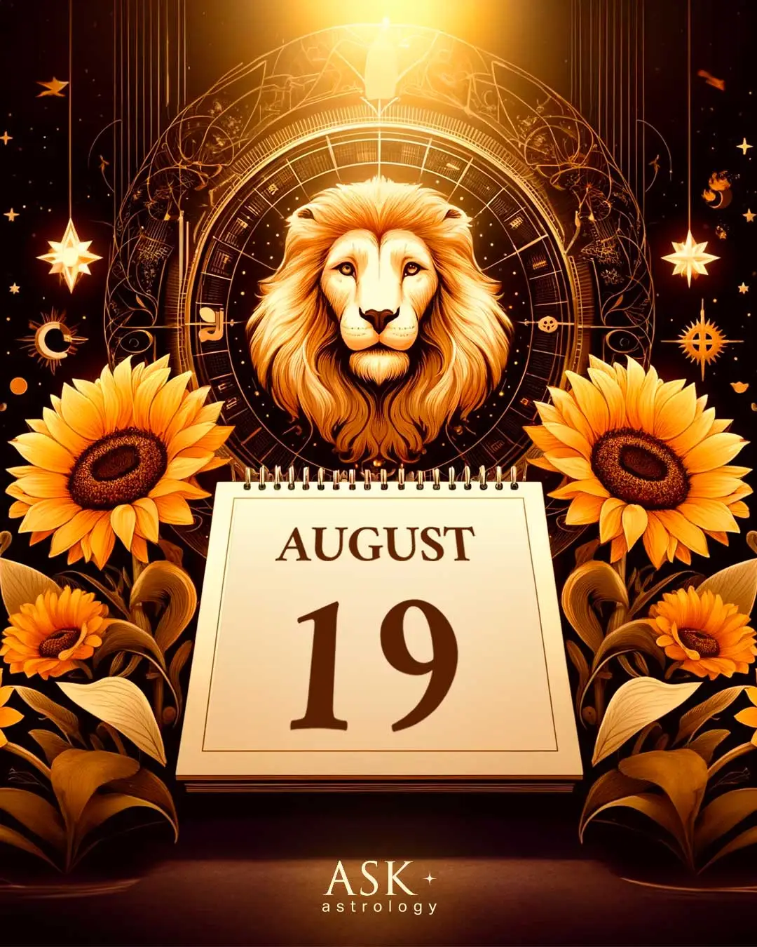 Zodiac Calendar August 19 - Happy Birthday Leo Sun Sign!