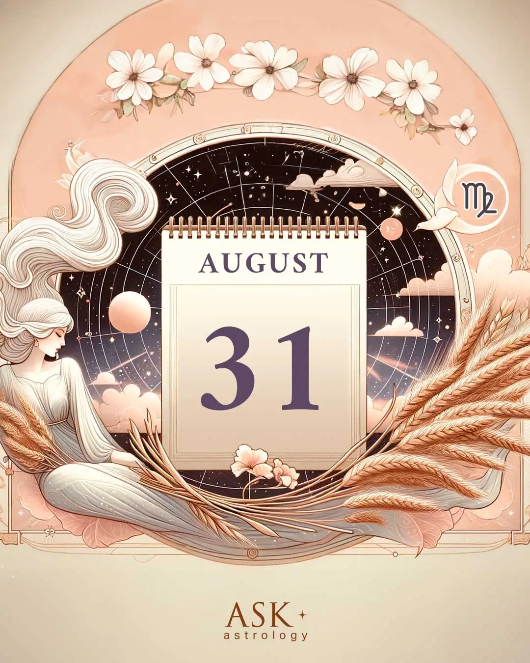 Zodiac Calendar August 31 - Happy Birthday Virgo Sun Sign!