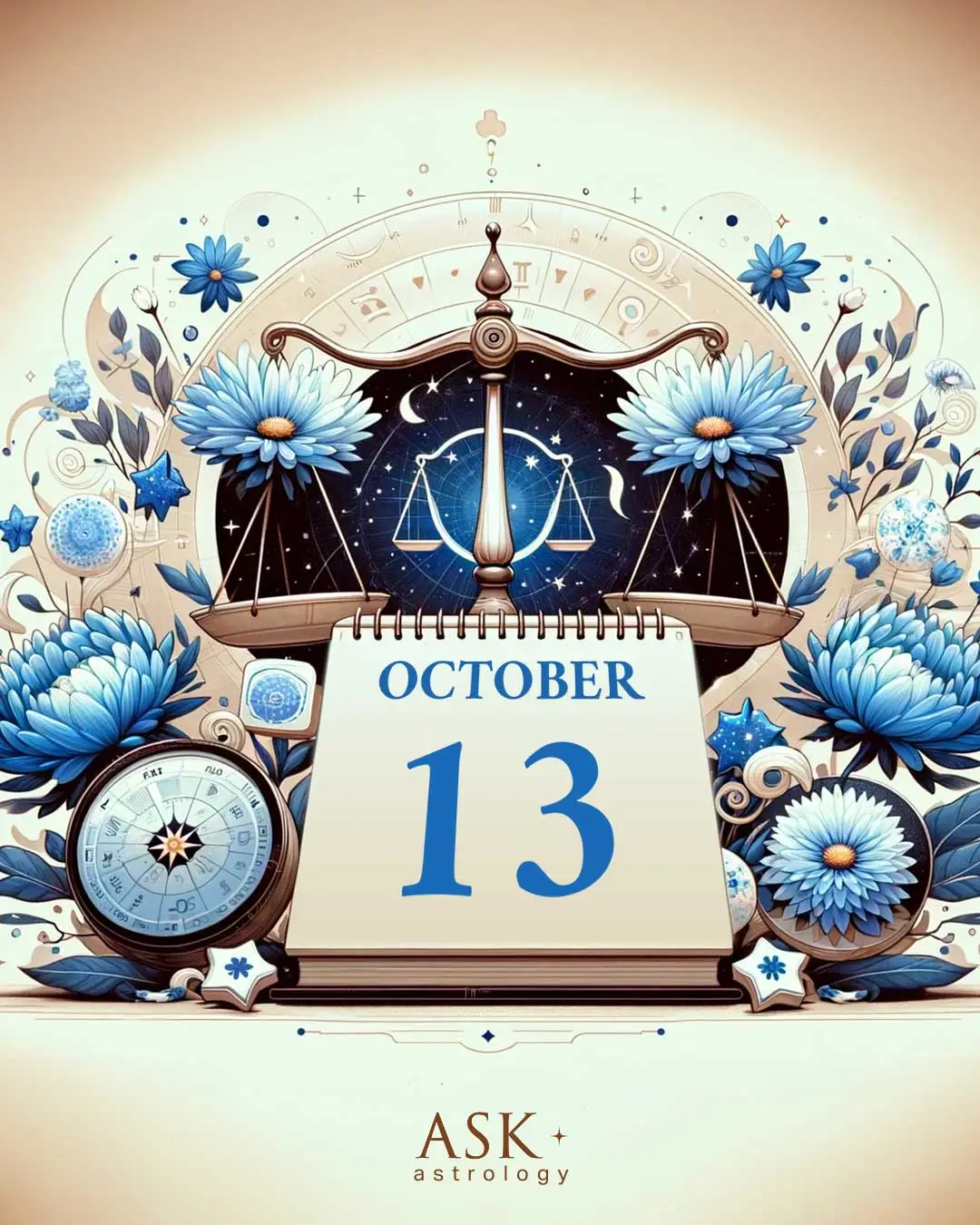 Zodiac Calendar October 13 - Happy Birthday Libra Sun Sign!