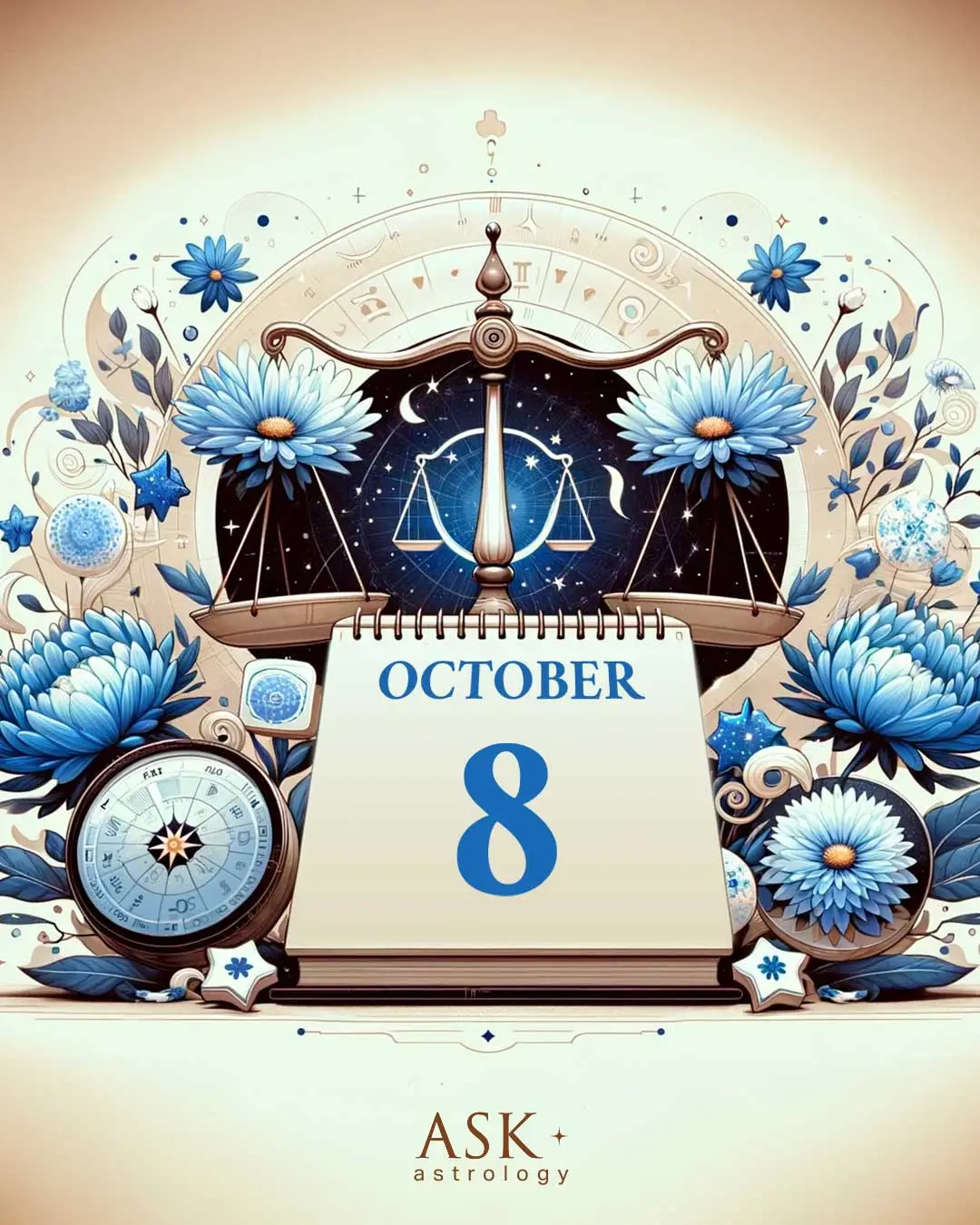 Zodiac Calendar October 8 - Happy Birthday Libra Sun Sign!