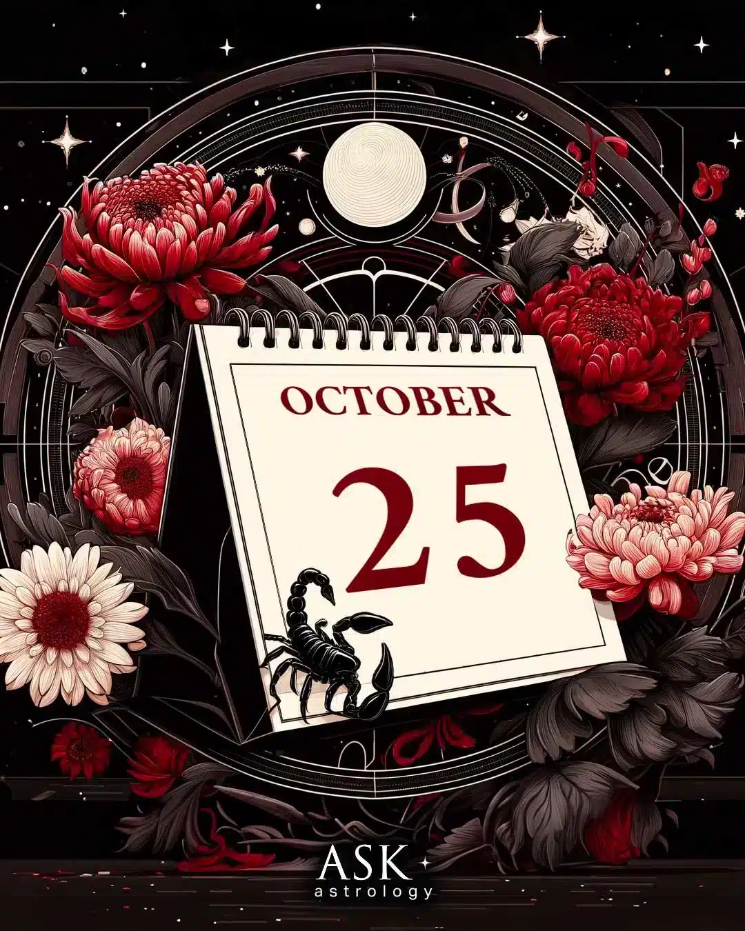 Zodiac Calendar October 25 - Happy Birthday Scorpio Sun Sign!