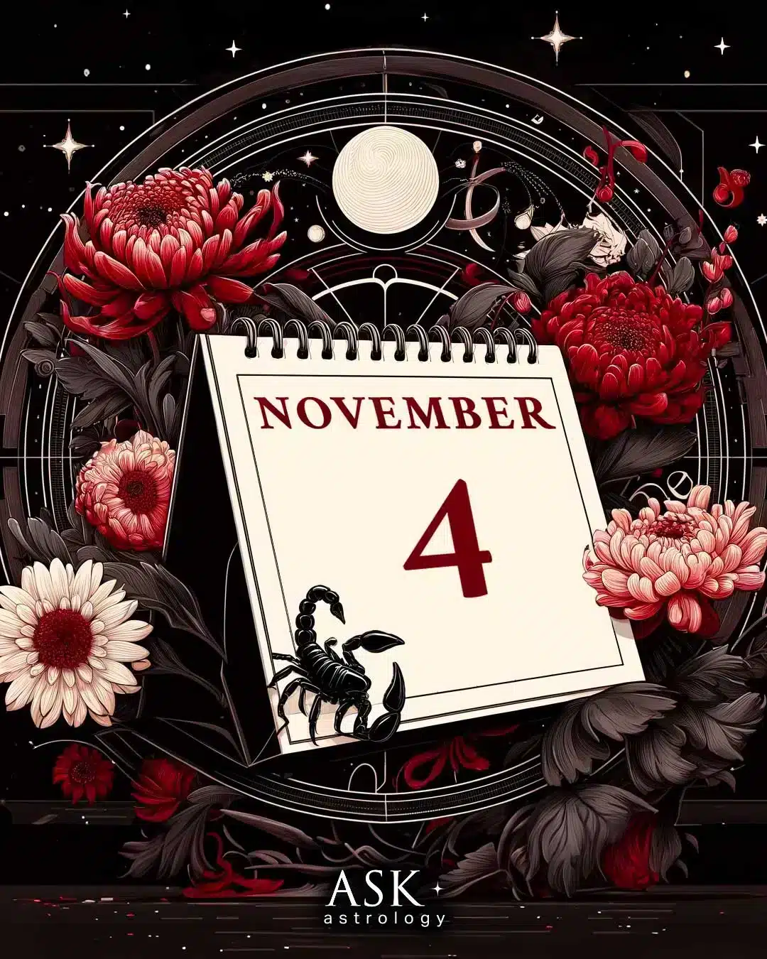Zodiac Calendar November 4 - Happy Birthday Scorpio Sun Sign!
